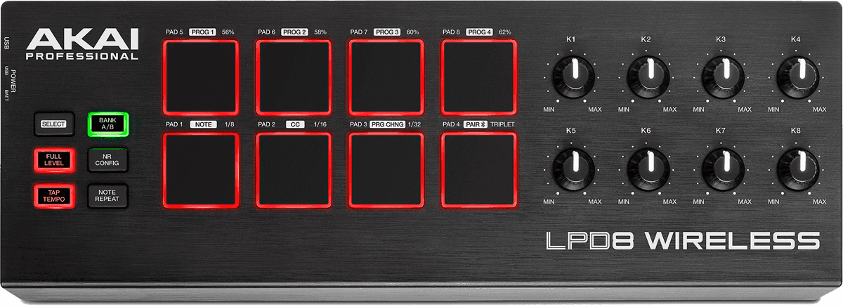 Akai Pro LPD8-W | Contrôleur Midi - SONOLOGY Toulouse